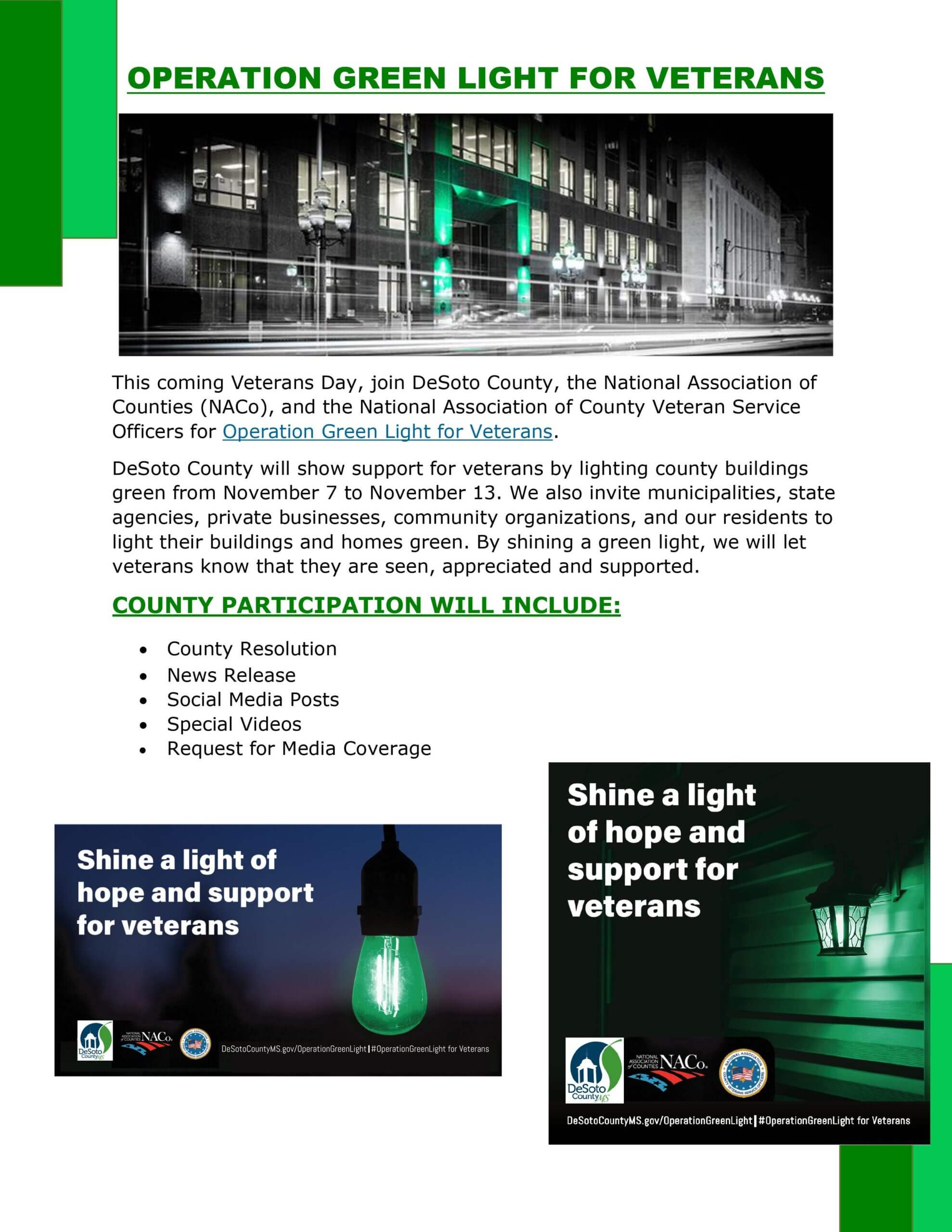 County to “go green” for veterans | DeSoto County News