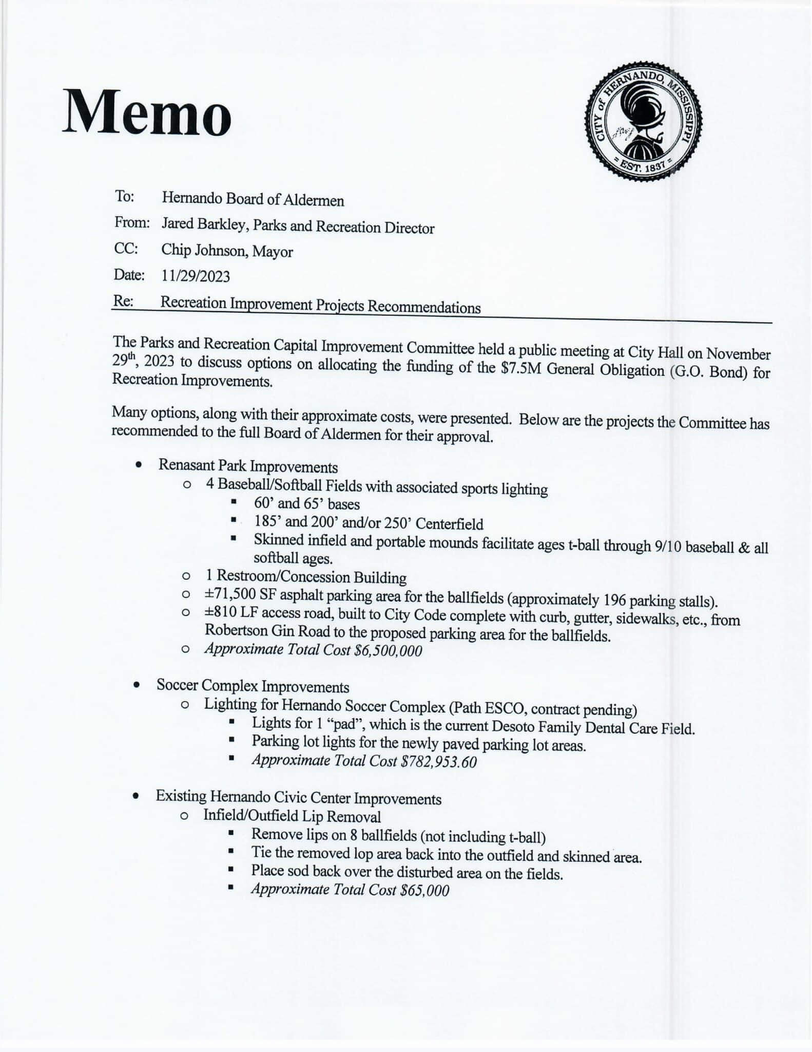 Parks improvements approved for Hernando | DeSoto County News